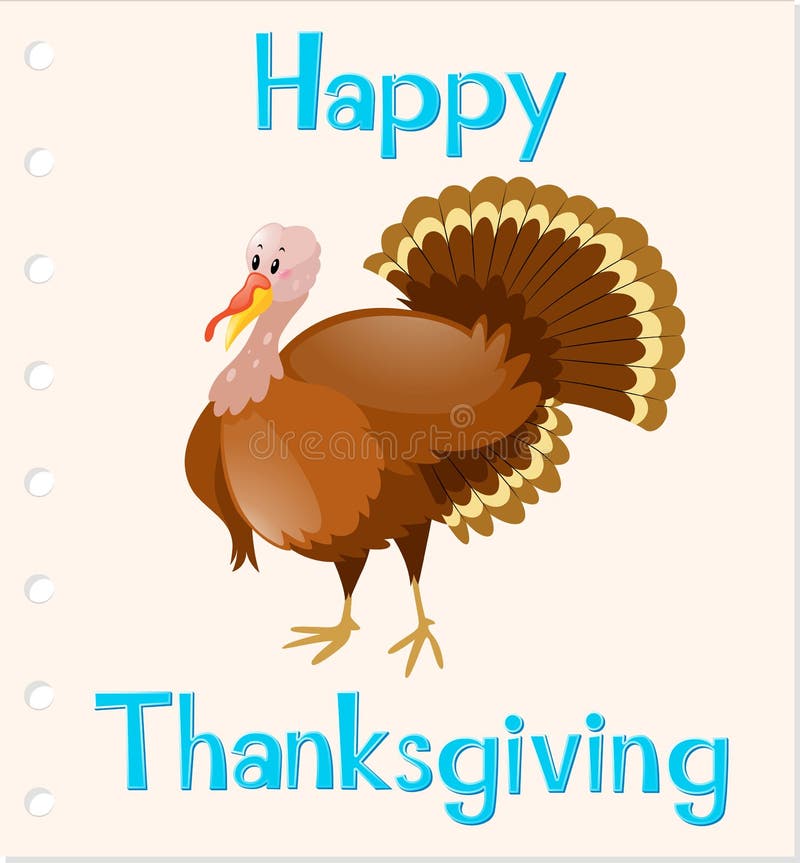 Thanksgiving Card Template with Wild Turkey Stock Vector - Illustration ...