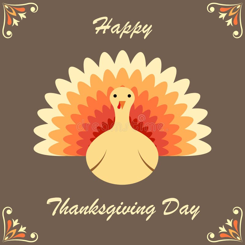 Thanksgiving Card with Turkey Stock Vector - Illustration of seasonal ...