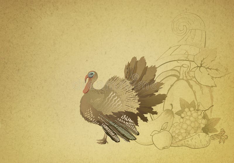 Thanksgiving Card with Turkey Stock Illustration - Illustration of ...