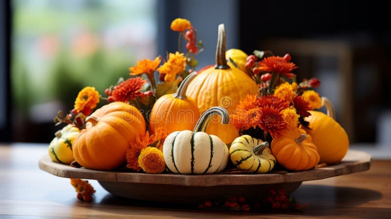 A Thanksgiving Centerpiece with Gourds Stock Illustration ...