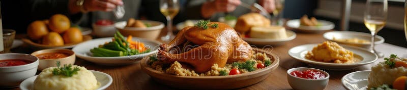 A Thanksgiving, or Christmas Feast Stock Photo - Image of food ...