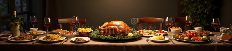A Thanksgiving, or Christmas Feast Stock Image - Image of cosy, bread ...
