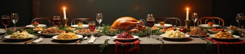 A Thanksgiving, or Christmas Feast Stock Photo - Image of chicken, home ...