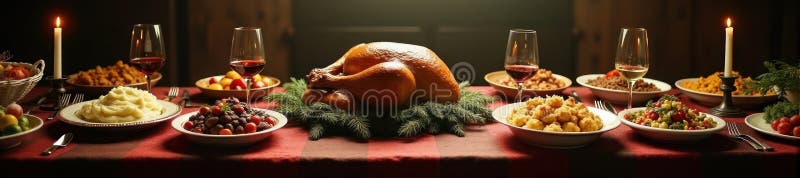 A Thanksgiving, or Christmas Feast Stock Image - Image of home ...