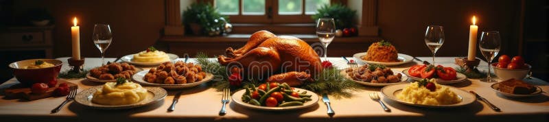 A Thanksgiving, or Christmas Feast Stock Photo - Image of home ...