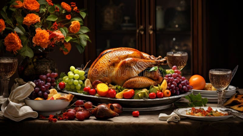Thanksgiving Country Dinner Table, AI Generated Stock Illustration ...