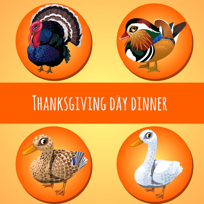 Thanksgiving Day Dinner, Four Icons Stock Vector - Illustration of ...