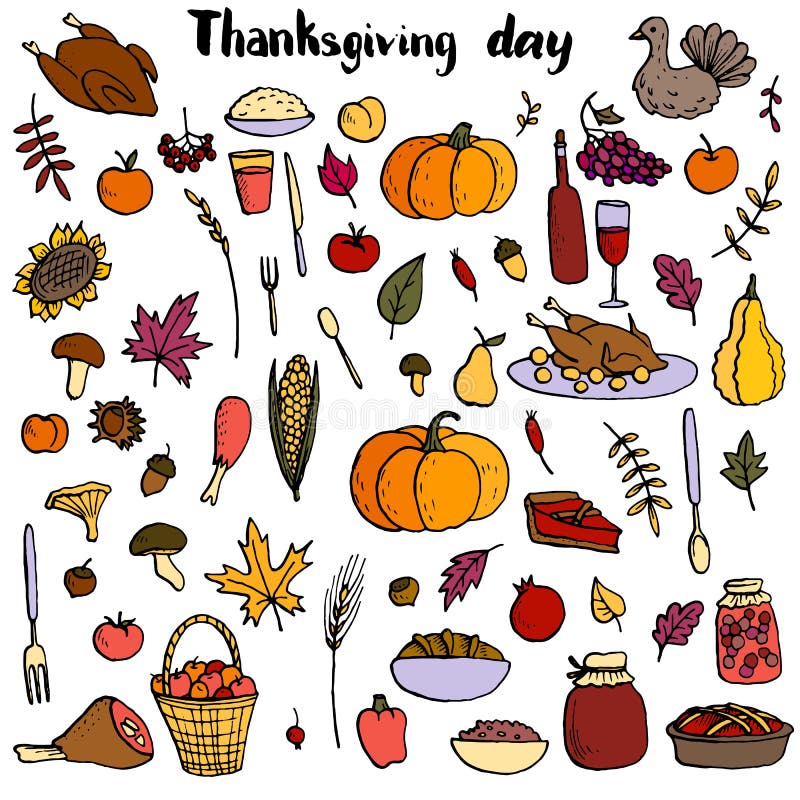 Dinner doodle set stock vector. Illustration of chiken - 47007048