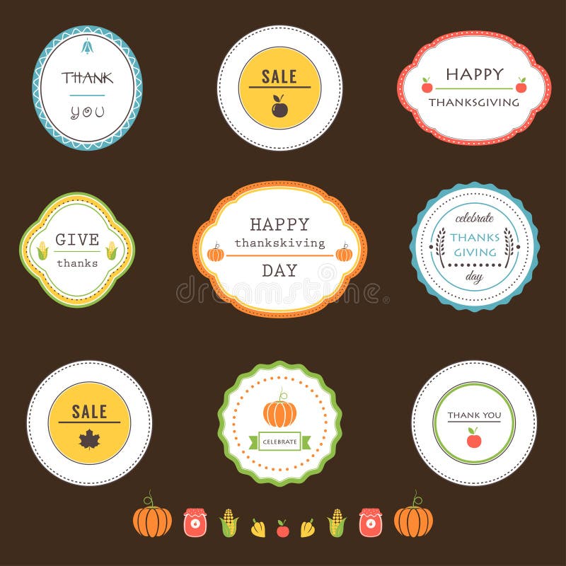 Thanksgiving Day and Harvest Labels and Stamps Stock Vector ...