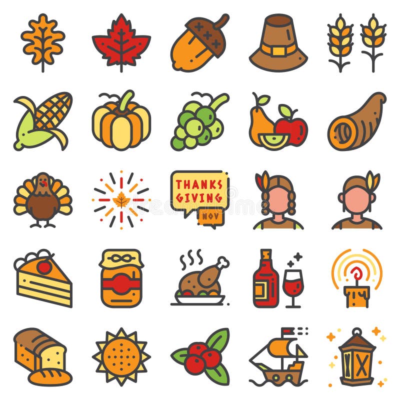 Thanksgiving day icon set stock vector. Illustration of easter - 159228045