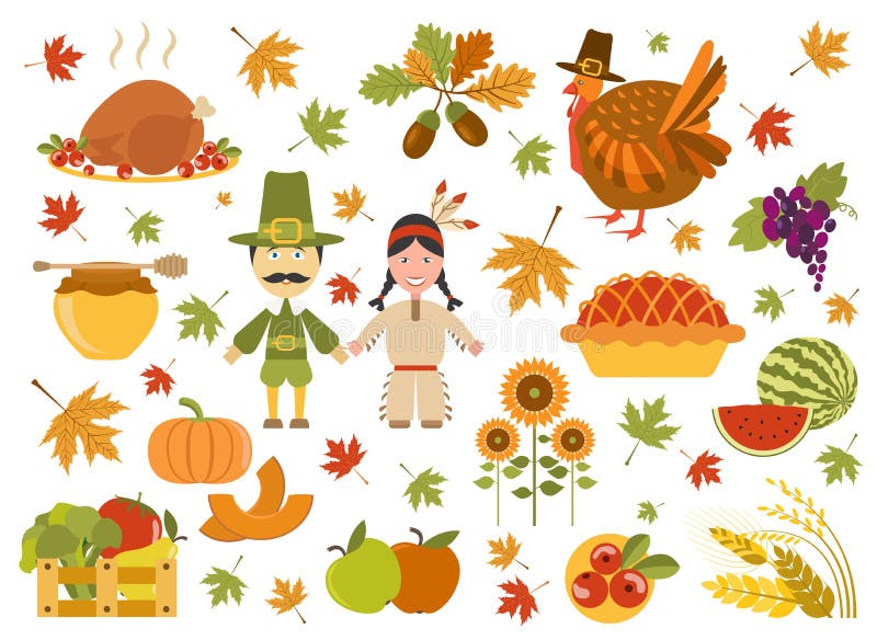 Autumn Icon Set. Halloween and Thanksgiving Day Stock Vector ...