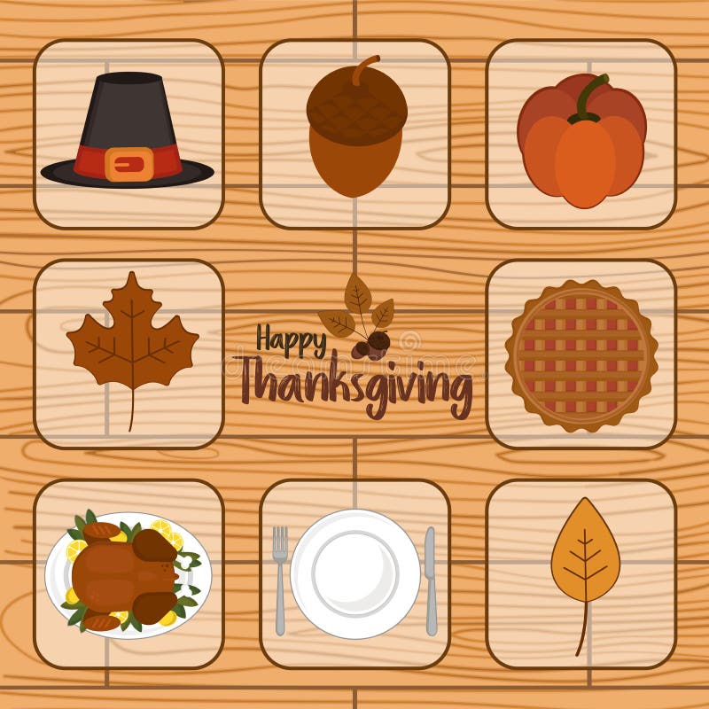 Thanksgiving day icon set stock vector. Illustration of brown - 103273734