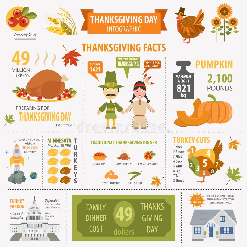 Thanksgiving Day, Interesting Facts in Infographic. Graphic Temp Stock ...
