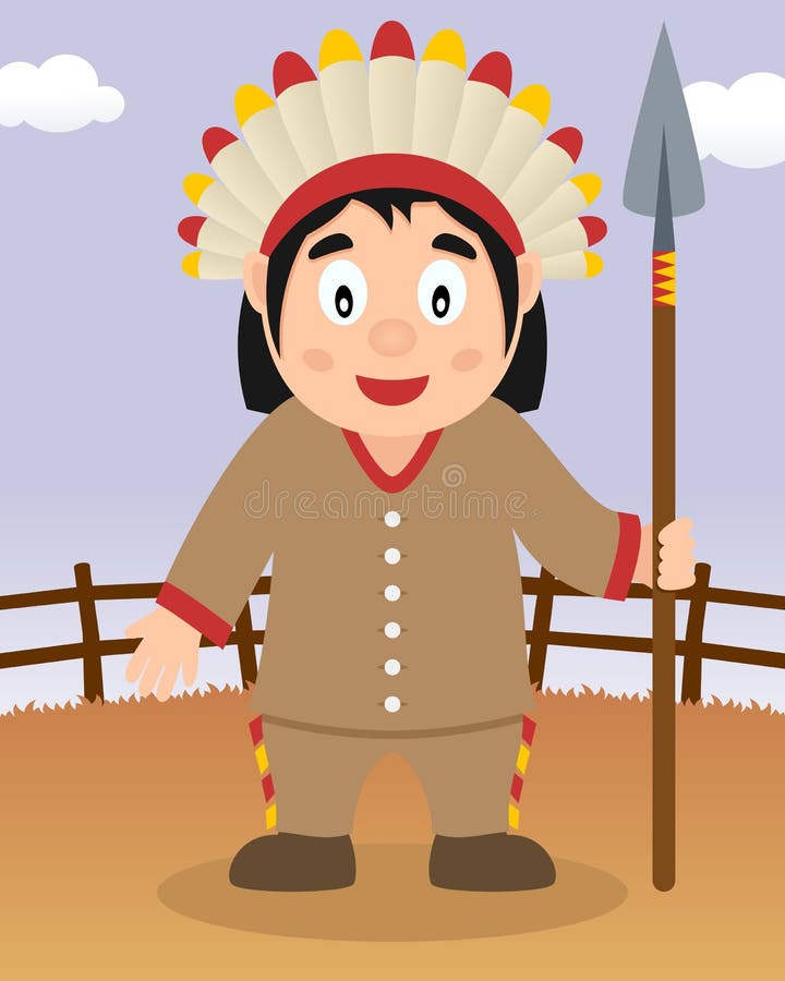 Native American Indian Holding Spear Stock Illustrations – 37 Native ...
