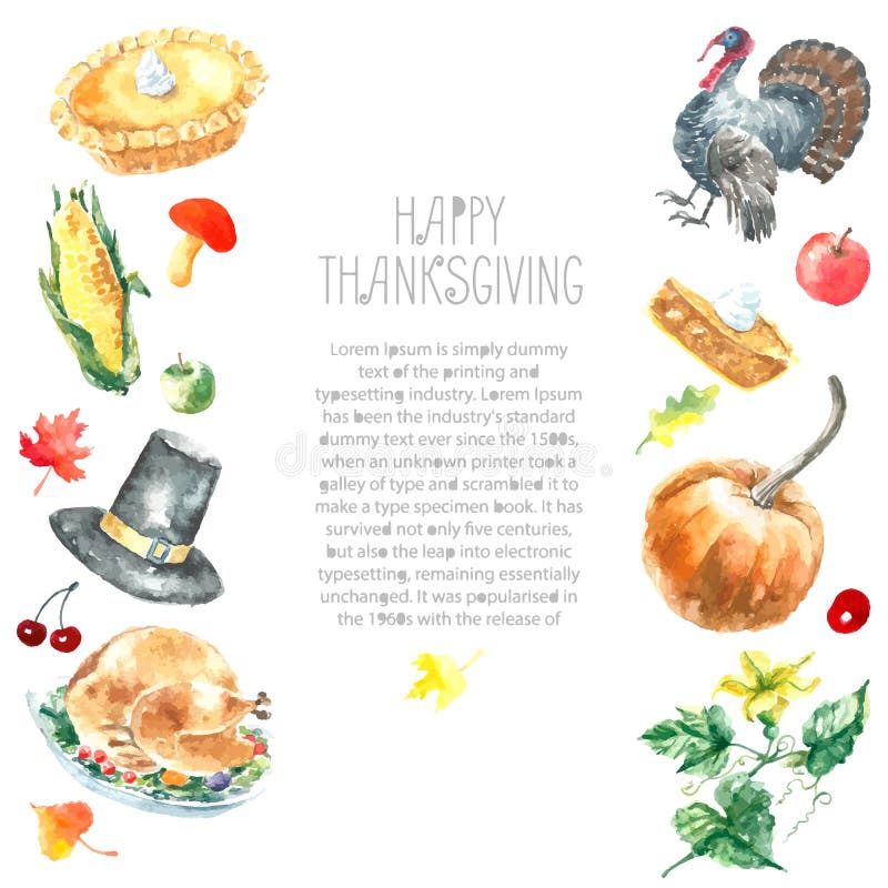 Thanksgiving Day set. stock illustration. Illustration of pumpkin ...