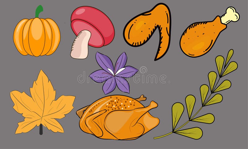 Thanksgiving Day Vector Collection in Hand Drawn Style Stock Vector ...