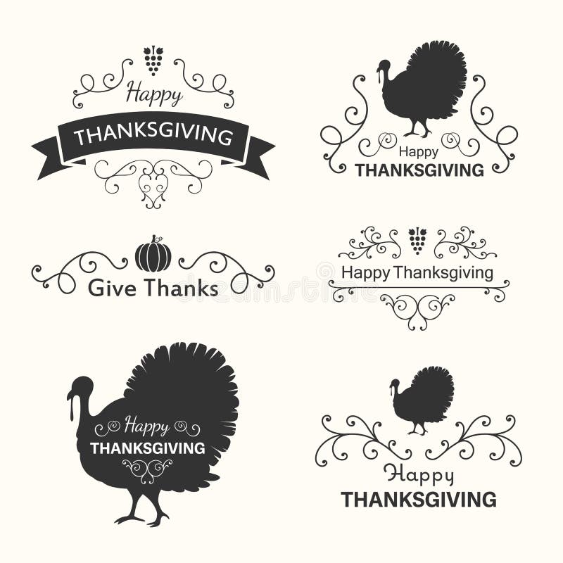 Thanksgiving Design Elements Stock Illustration - Illustration of happy ...