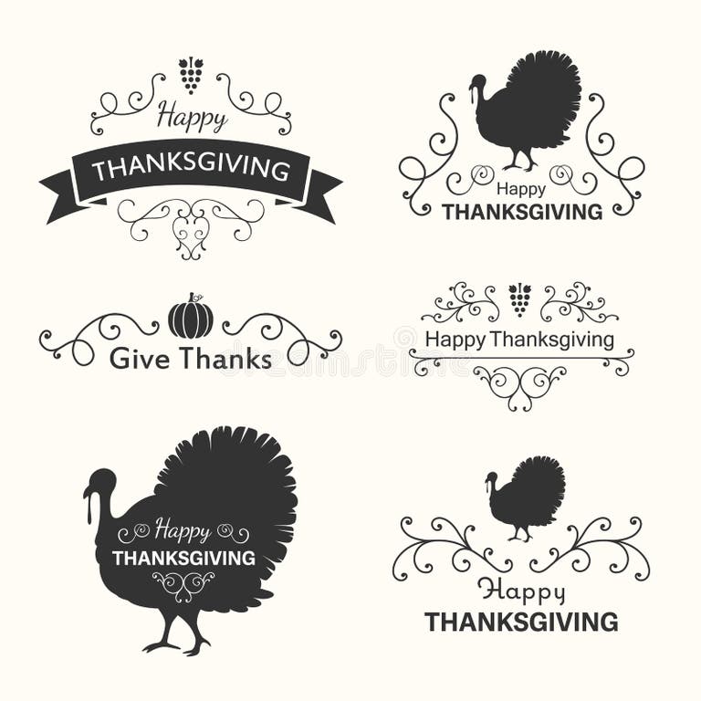 Thanksgiving Design Elements Stock Illustration - Illustration of happy ...