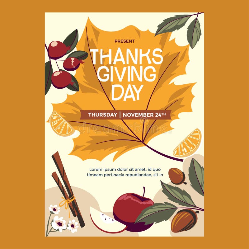 Happy Thanksgiving Flyer or Poster Concept Stock Vector - Illustration ...