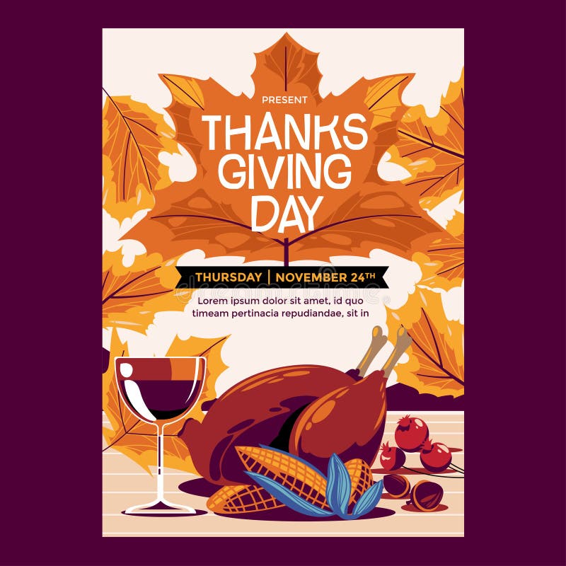 Happy Thanksgiving Flyer or Poster Concept Stock Vector - Illustration ...