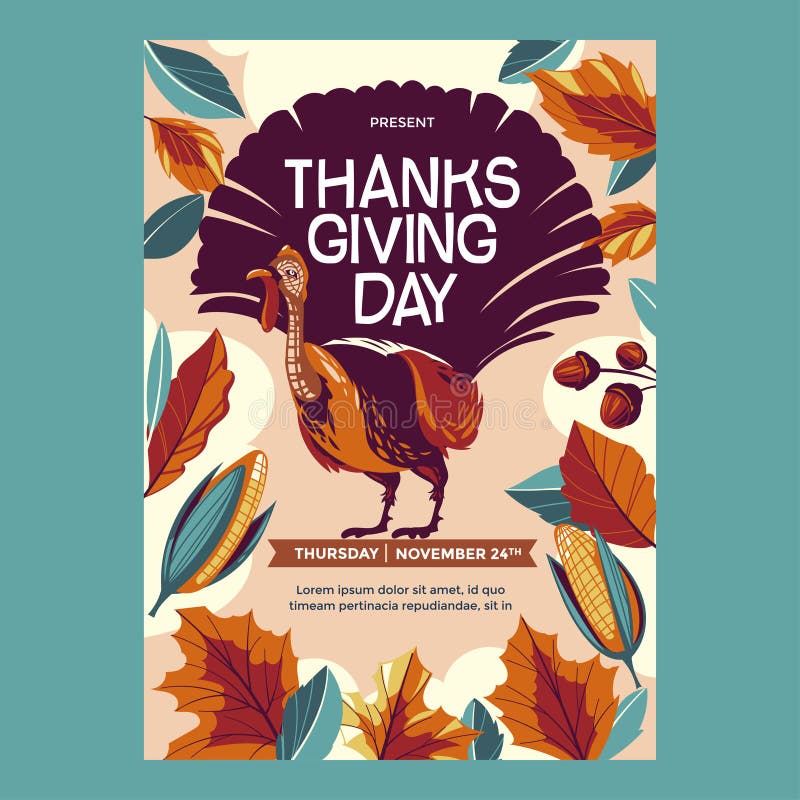 Happy Thanksgiving Flyer or Poster Concept Stock Vector - Illustration ...