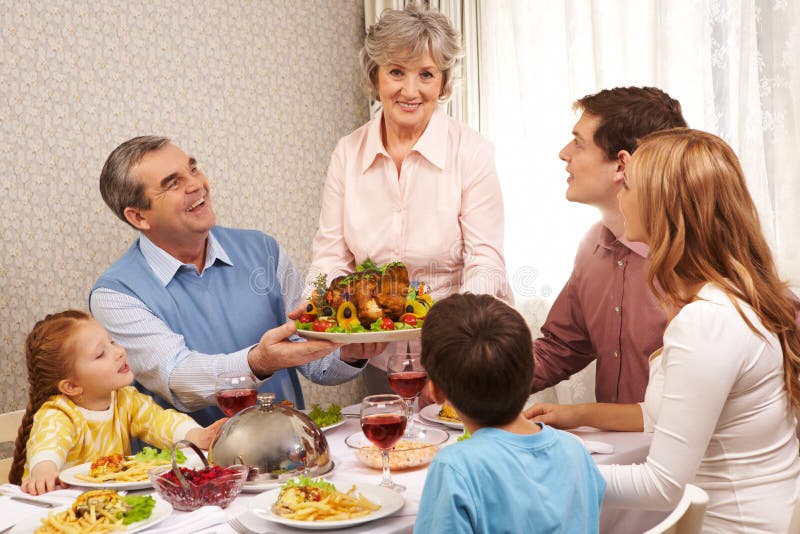 Thanksgiving dinner stock photo. Image of female, person - 12529734