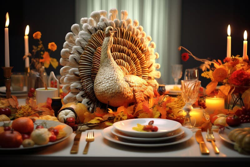 Thanksgiving Dinner Table with a Beautifully Stock Illustration ...