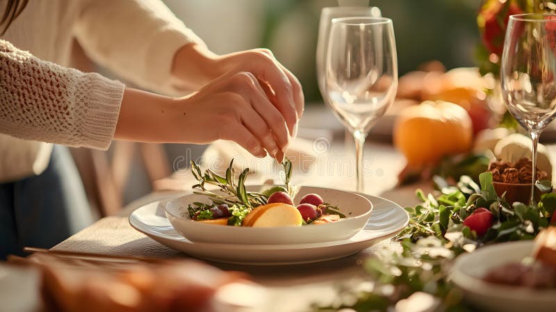 Thanksgiving Dinner Table with Fresh Ingredients and Elegant ...