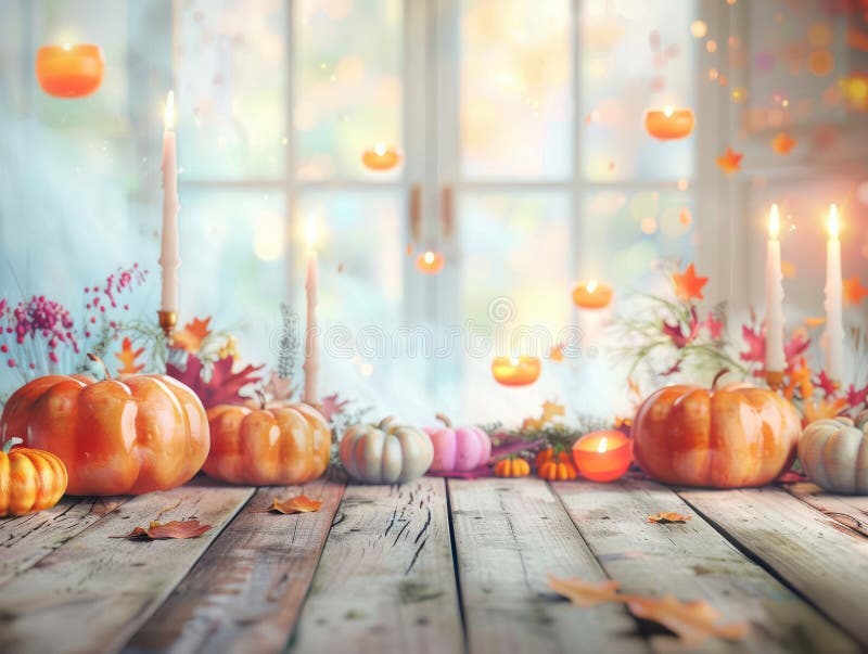 A Thanksgiving Dinner Table with Magical Decorations Like Glowing ...