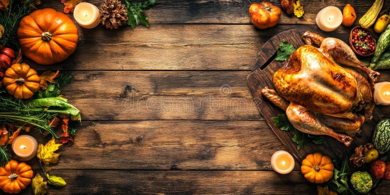 Thanksgiving Dinner Table with Roasted Turkey and Seasonal Vegetables ...