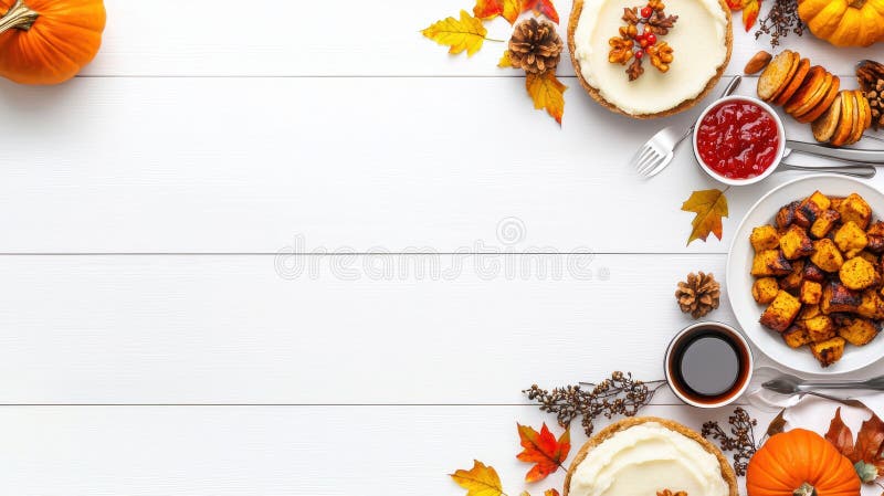 Thanksgiving Dinner Table Setting Stock Illustration - Illustration of ...