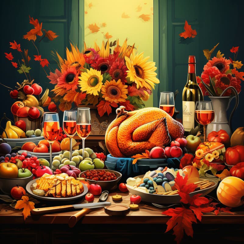 Thanksgiving Dinner Table stock photo. Image of wine - 295389590