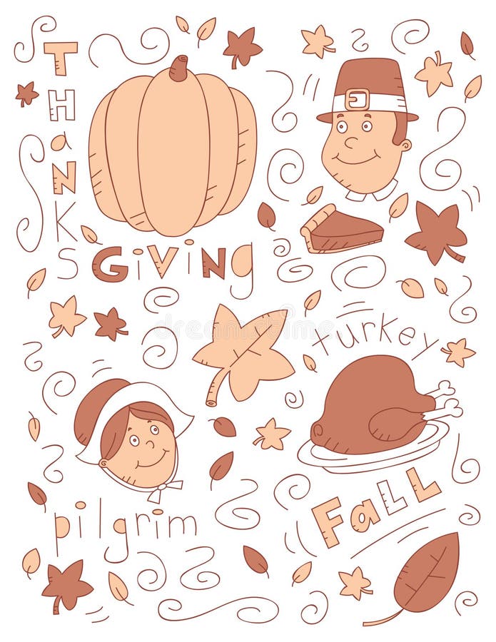 Thanksgiving Doodle stock vector. Illustration of pumpkin - 8336231