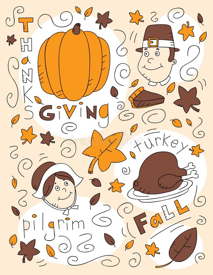 Thanksgiving Doodle stock vector. Illustration of turkey - 8336237
