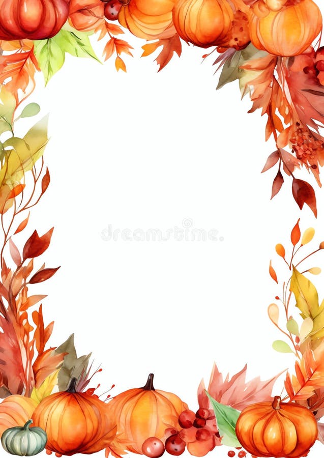 Thanksgiving Door Watercolor Border Frame Stock Illustration ...