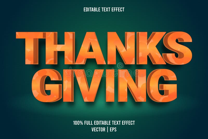 Thanksgiving Editable Text Effect Cartoon Style Stock Vector ...