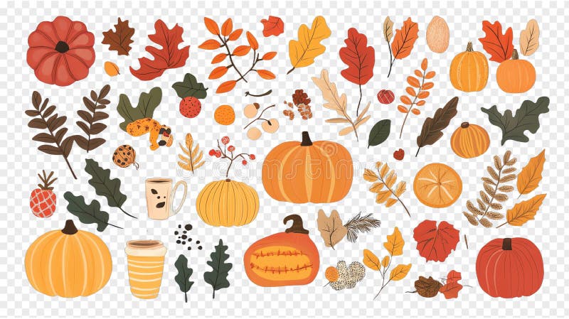 Thanksgiving Elements Set Illustration Stock Image - Illustration of ...