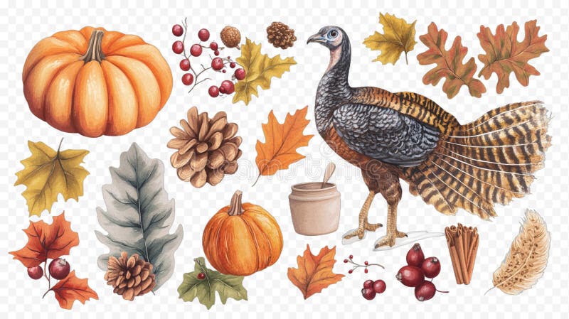 Thanksgiving Elements Set stock photo. Illustration of turkey - 341491720
