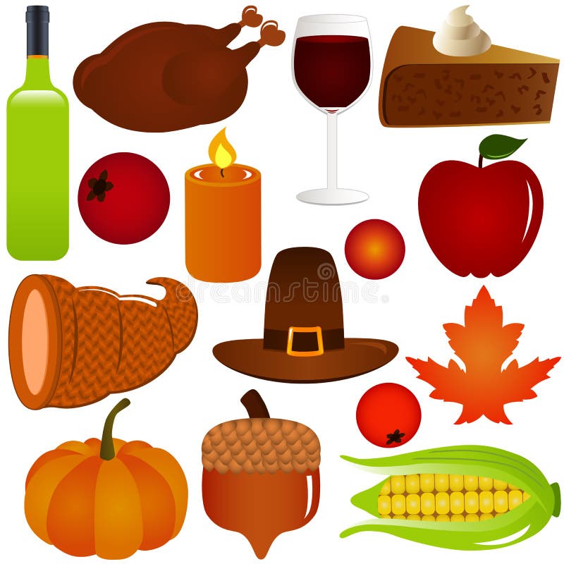 Thanksgiving Day Icon Set stock vector. Illustration of brown - 15962209