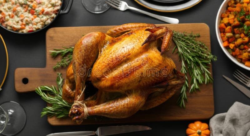 Thanksgiving Feast with Turkey and Side Dishes Stock Illustration ...