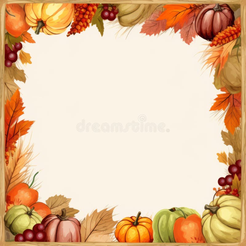 A Thanksgiving Frame with Pumpkins Gourds and Leaves Stock Illustration ...