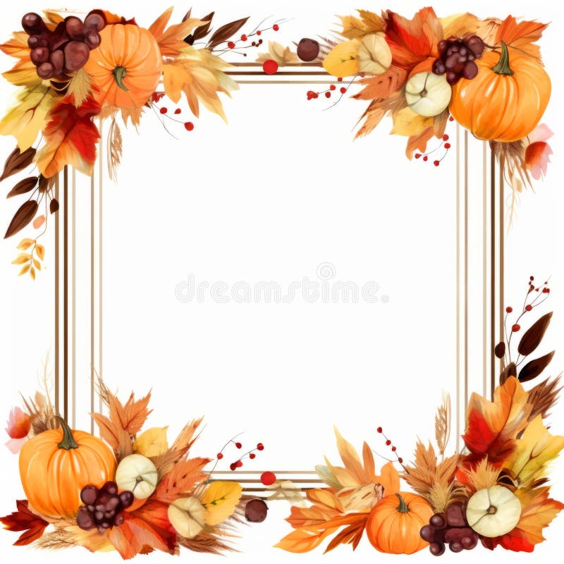 A Thanksgiving Frame with Pumpkins and Leaves Stock Illustration ...