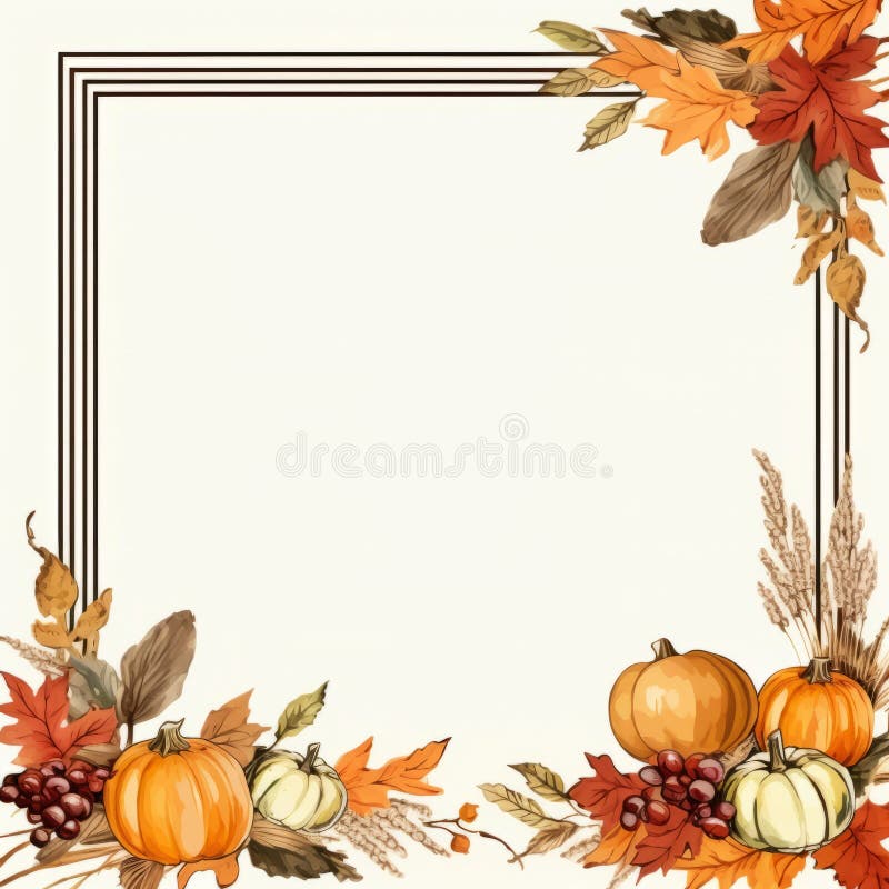 A Thanksgiving Frame with Pumpkins and Leaves Stock Illustration ...