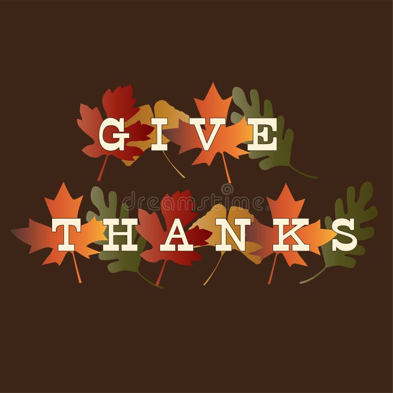 Thanksgiving Give Thanks Typography on Gradient Leaves Stock Vector ...