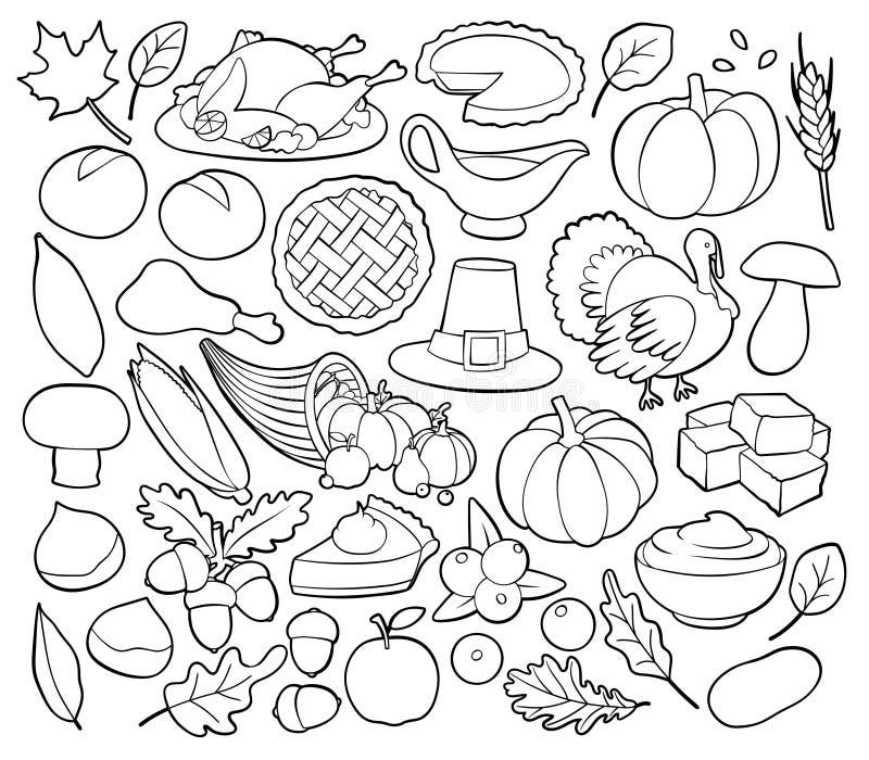 Thanksgiving Holiday Celebration Related Things and Objects. Collection ...