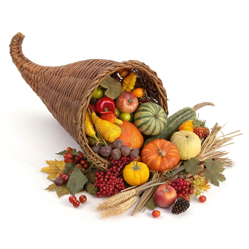 Thanksgiving Icon with Cornucopia 3D Illustration, Harvest Symbol ...