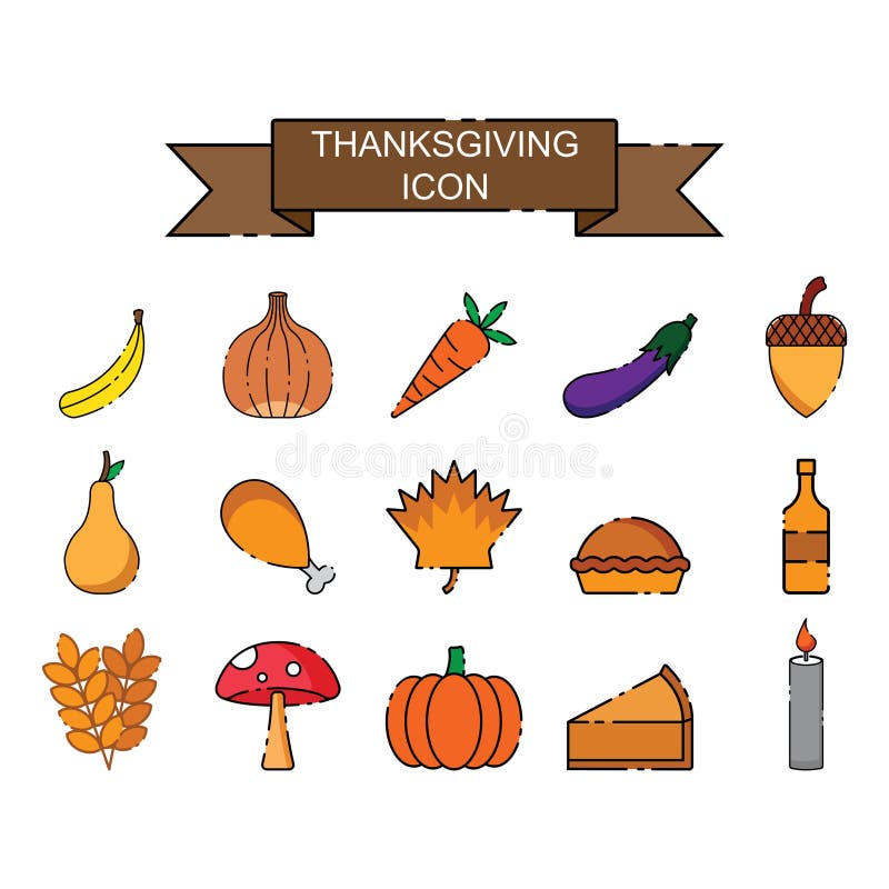 Thanksgiving Icon Set Vector Stock Vector - Illustration of bird ...