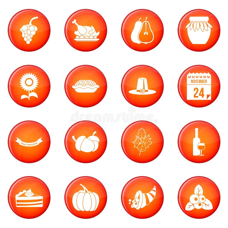 Thanksgiving Icons Vector Set Stock Vector - Illustration of cornucopia ...