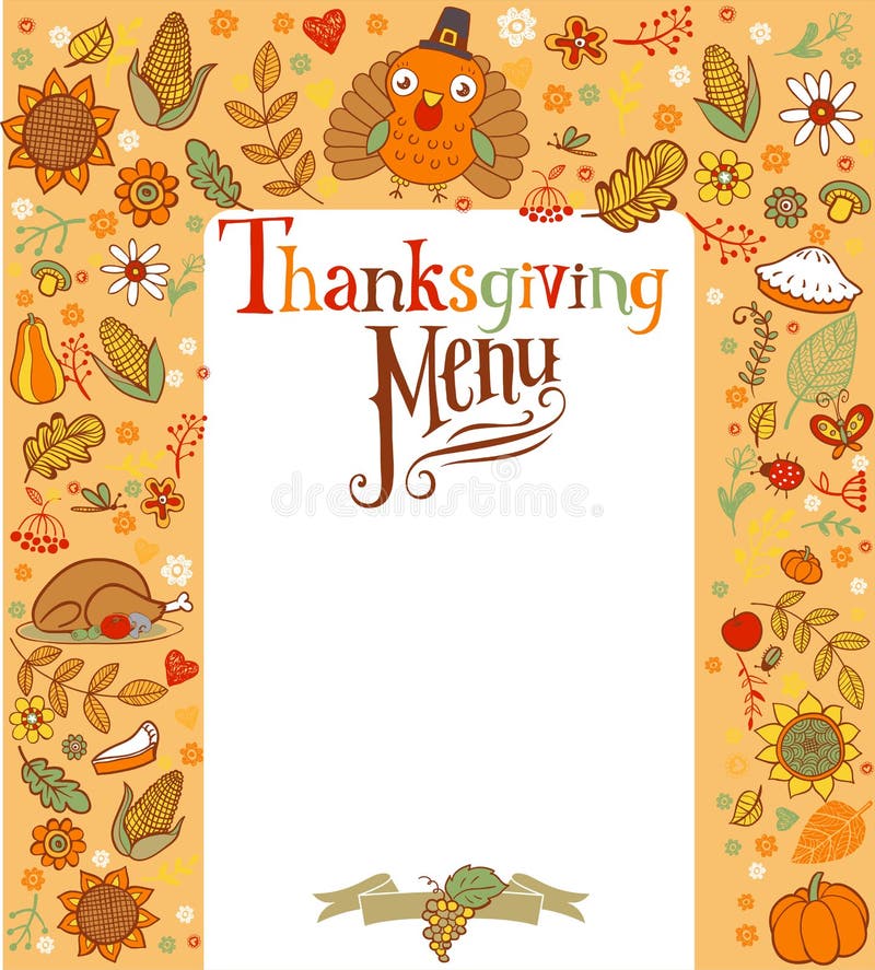 Thanksgiving menu card stock vector. Illustration of greeting - 80046585