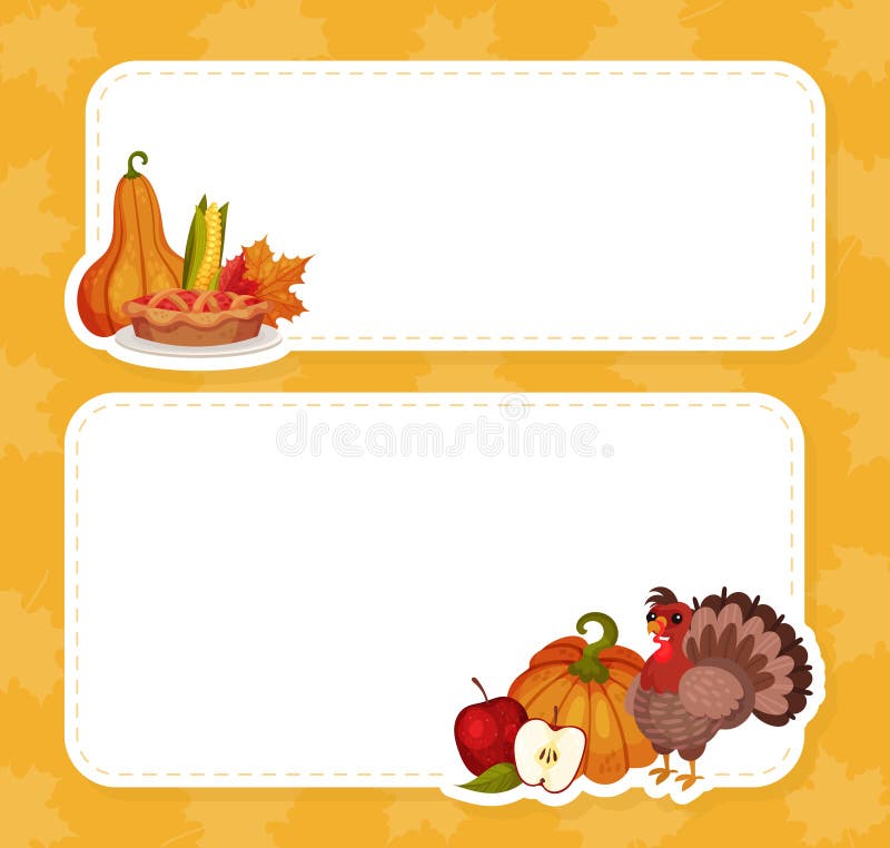 Thanksgiving Note Card with Autumn Fest Object Vector Template Stock ...